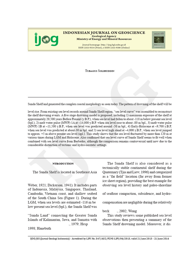 A Drowning Sunda Shelf Model | PDF | Continental Shelf | Holocene
