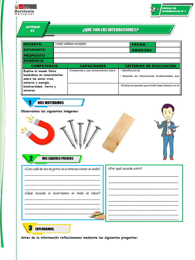 A-2º Act 1 Cyt Unid 7 - Sem 1 | PDF | La energía nuclear | Interacción fundamental