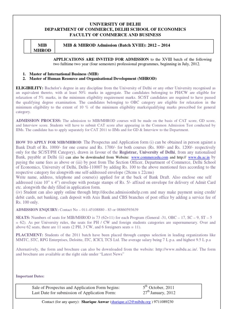 MIB-MHROD Advertisement Final | PDF | University And College Admission ...