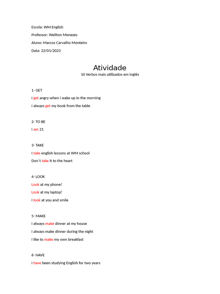 Atividade de Inlgês | PDF