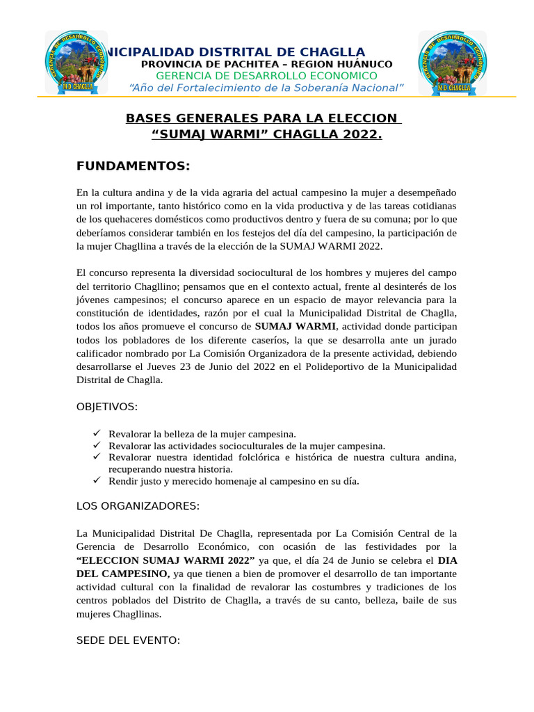 Bases Generales para La Eleccion | PDF