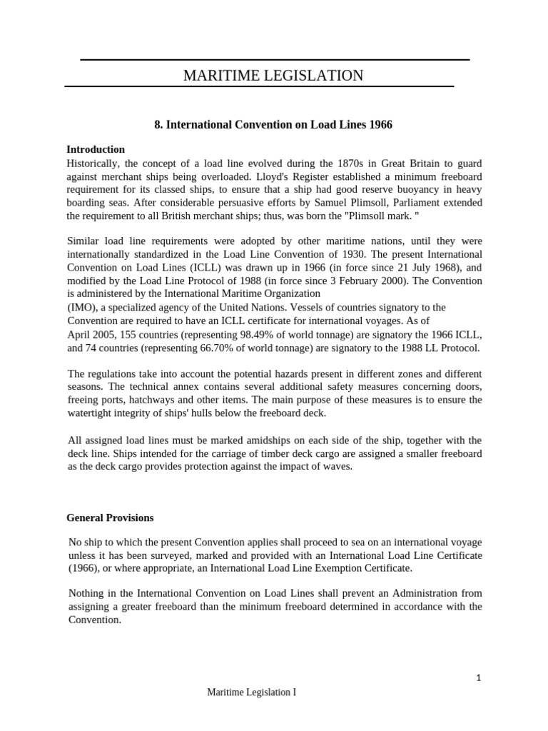 International Load Line Convention 1966 | PDF | Water Transport | Ships