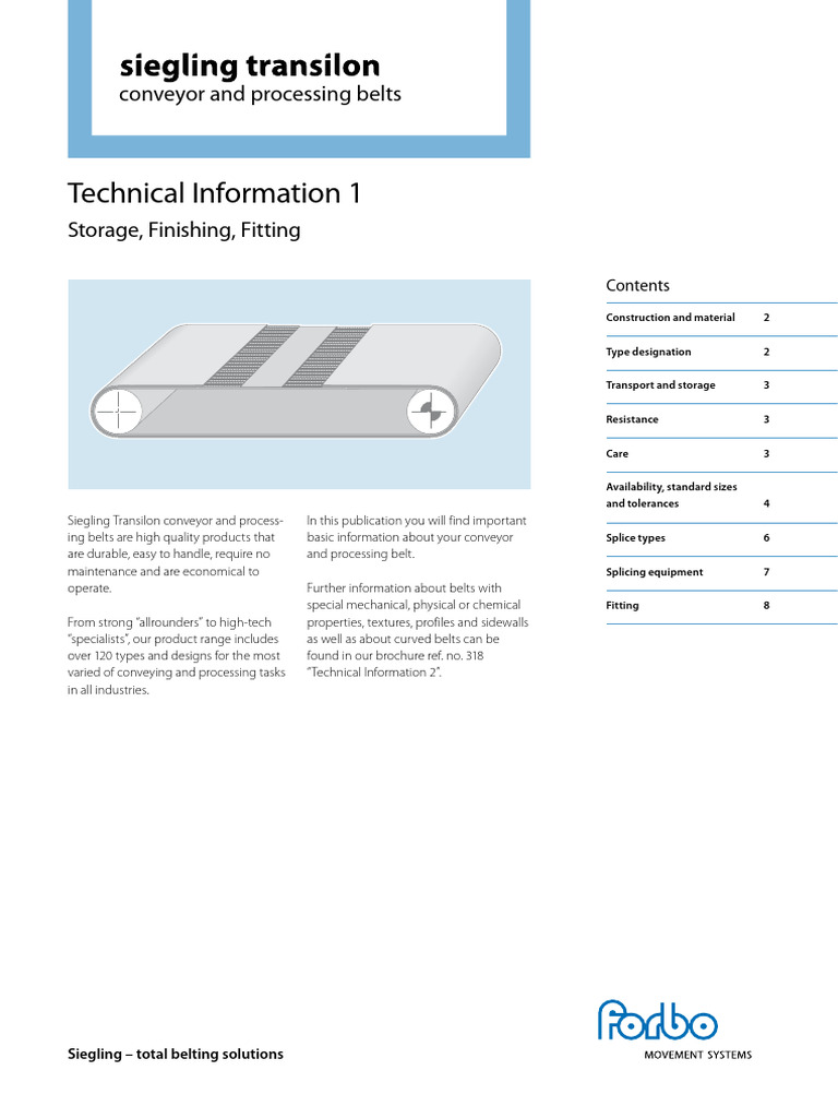 Forbo Belt Technical Information | PDF | Textiles | Secondary Sector Of ...