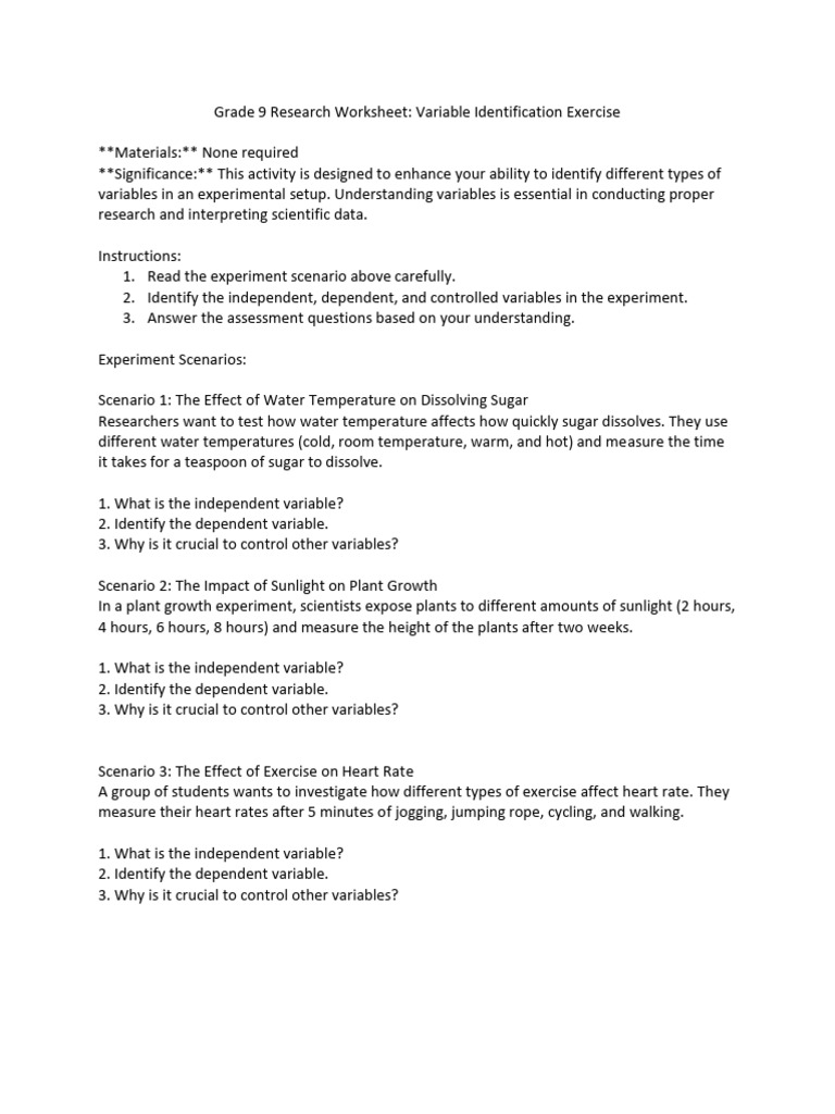 Grade 9 Research Worksheet | PDF