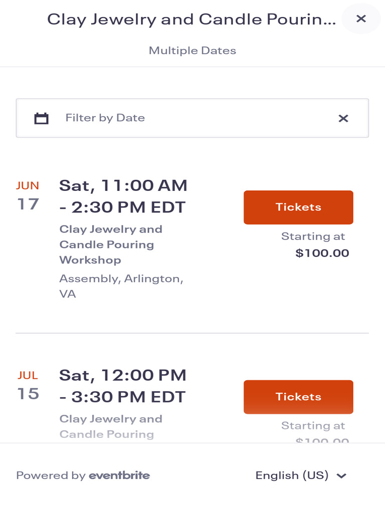 Clay Jewelry and Candle Pouring Workshop Tickets, Multiple Dates ...