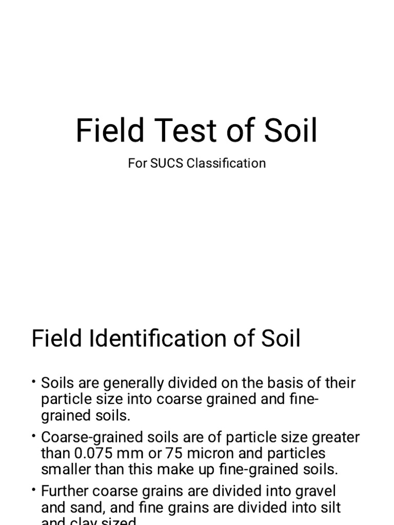 Field Test of Soil For SUCS Classification - DLemba | PDF | Silt | Sand