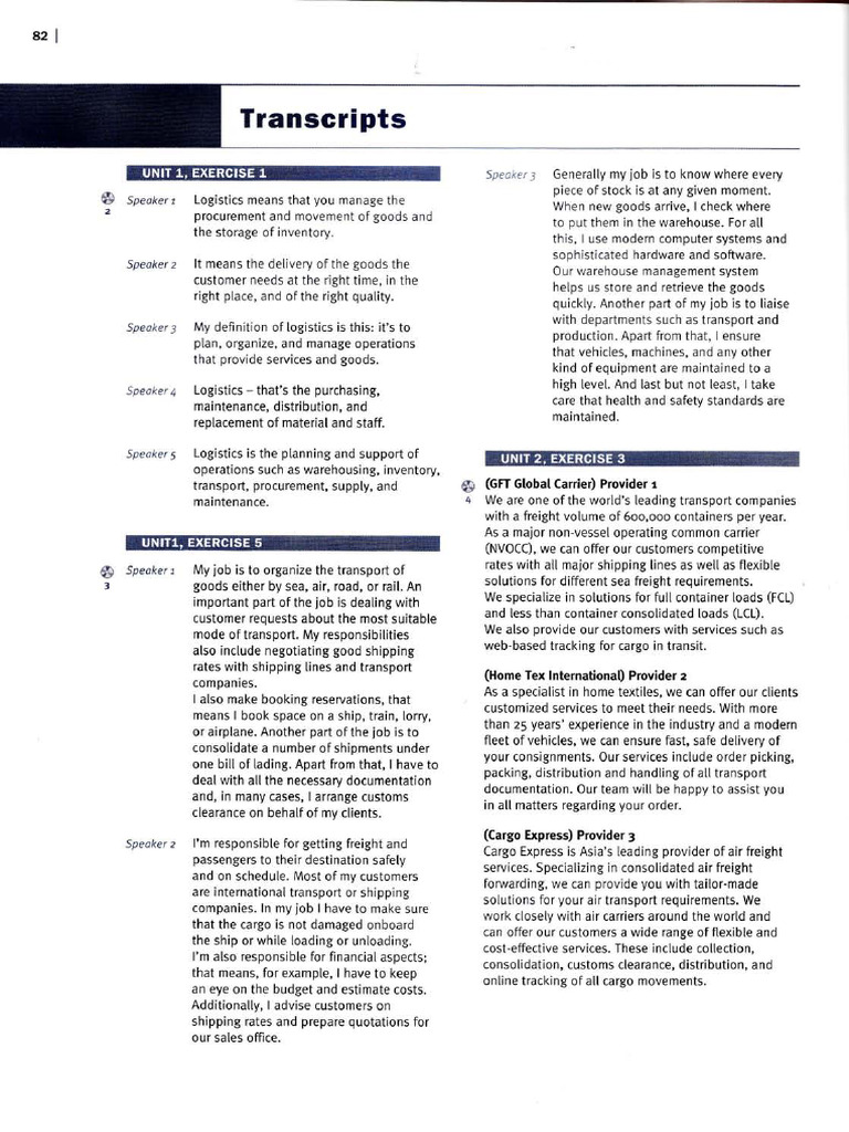 English For Logistics - Transcripts | PDF | Inventory | Supply Chain Management