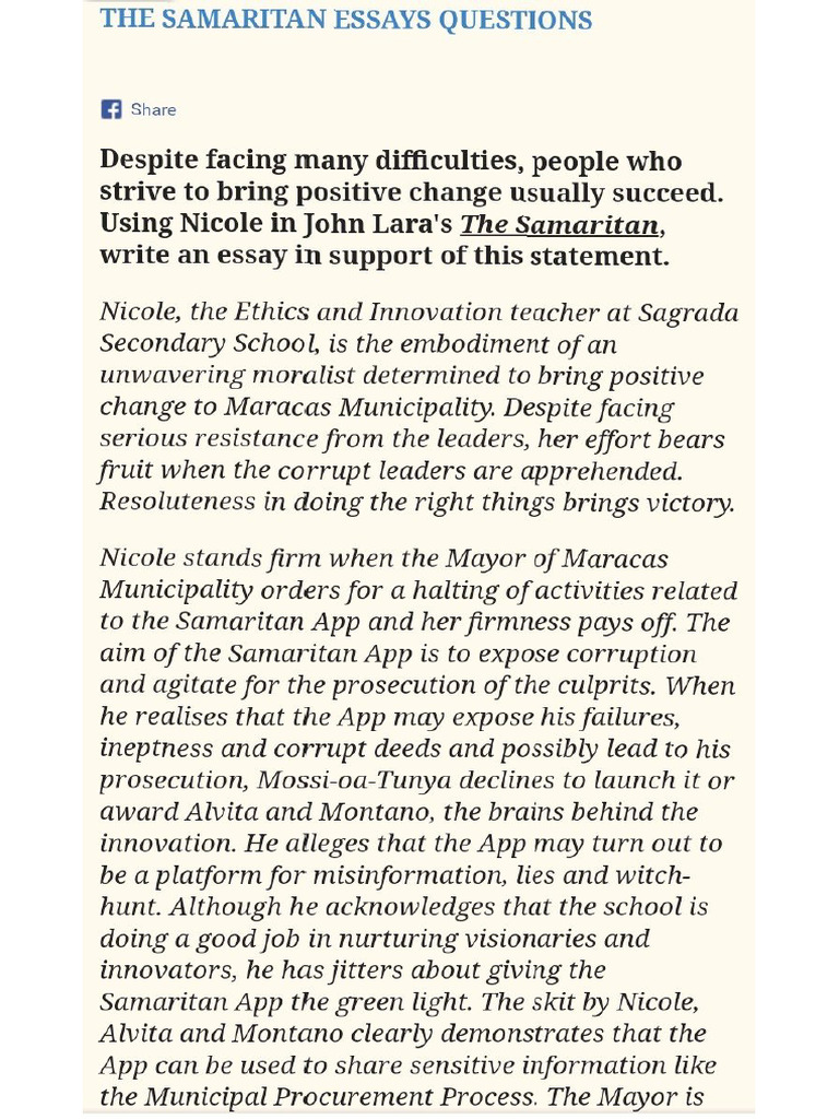 The Samaritan Essays | PDF