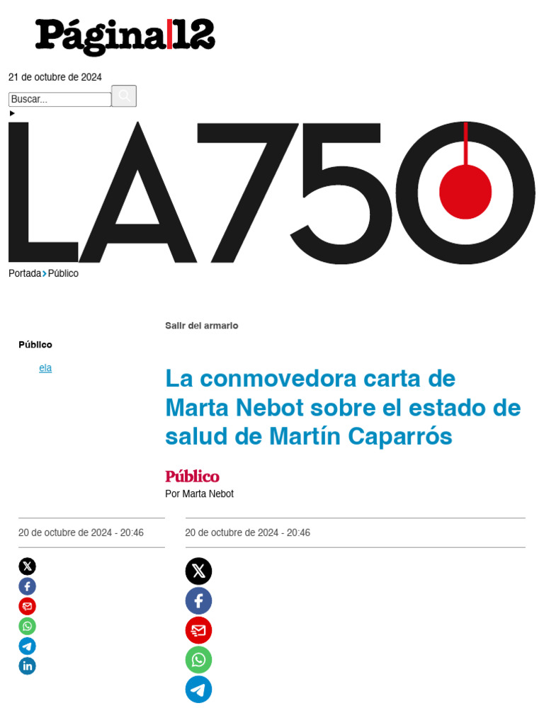 La Conmovedora Carta de Marta Nebot Sobre El Estado de Salud de Martín ...