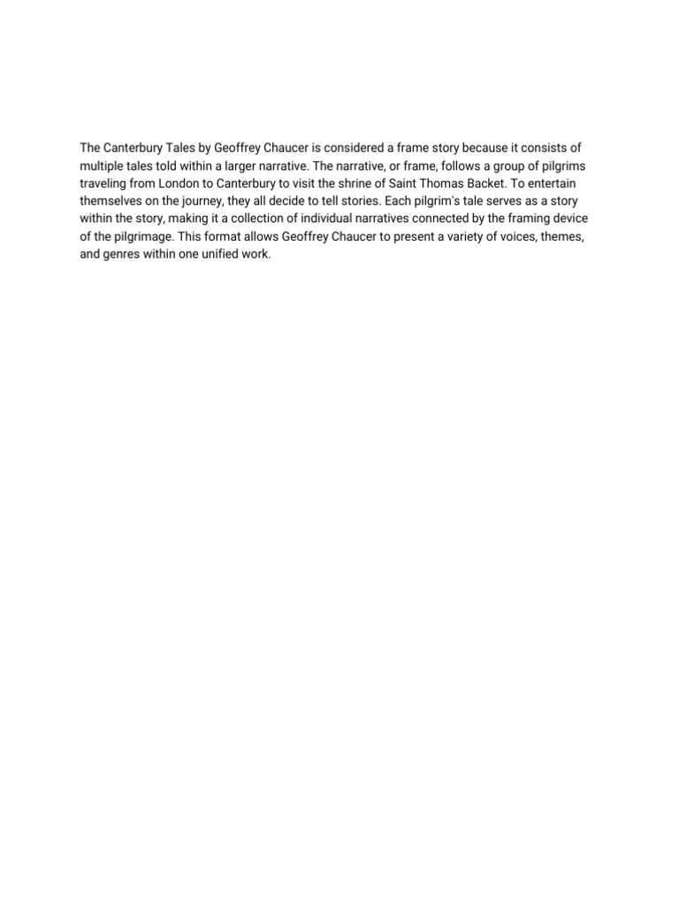 Canterbury Tales As A Frame Story | PDF