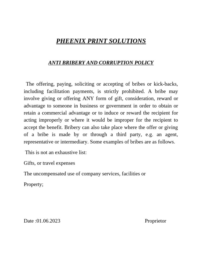 6.anti Bribery and Corruption Policy | PDF | Social Science | Law