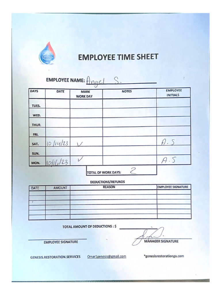 Employee Time Sheet | PDF