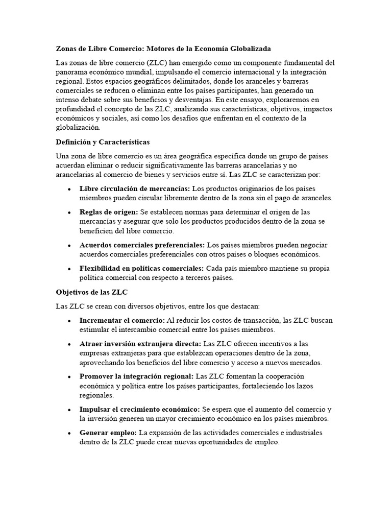 Zonas de Libre Comercio | PDF | Libre comercio | Comercio