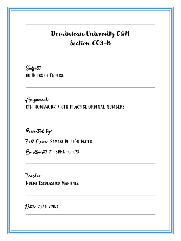 6TH Homework 6TH Practice Ordinal Numbers | PDF | Foreign Language Studies