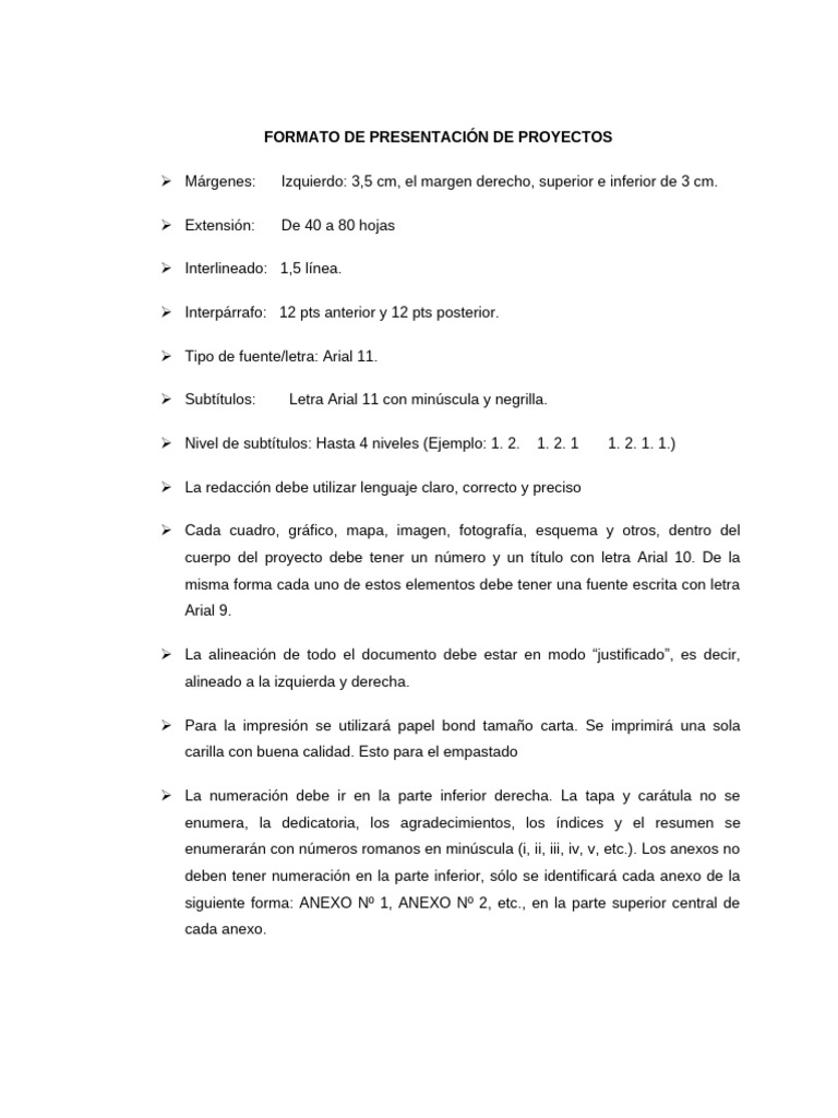 Guía de Formato para Proyectos | PDF