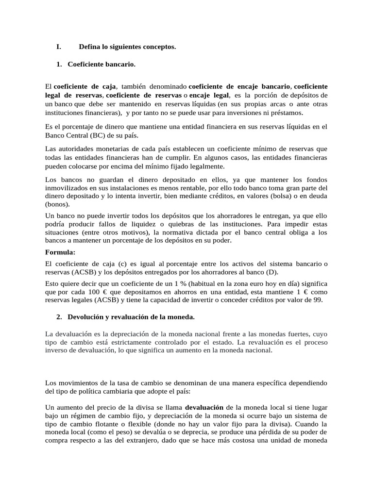 Practica Final Moneda y Banca | PDF | Requisito de reserva | Bancos