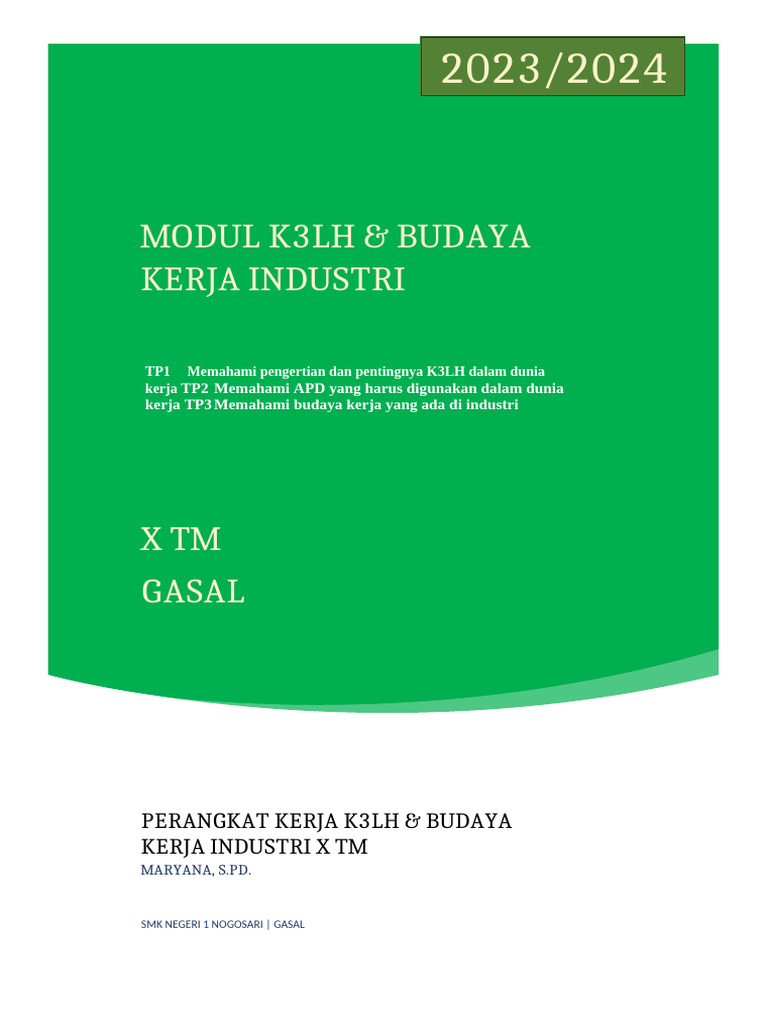 Modul K3LH & Budaya Kerja Industri Kelas X | PDF | Seni | Komputer