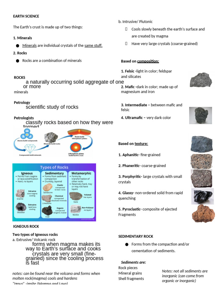 Earth Science (Rocks) | PDF | Rock (Geology) | Igneous Rock