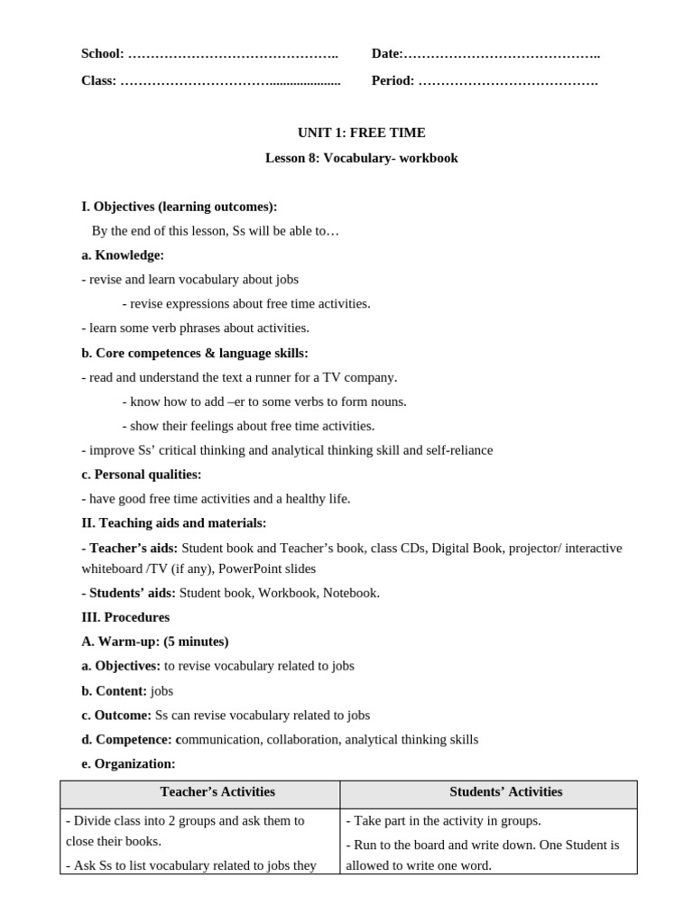 Achiever's A1 Lesson Plan Week 6 | PDF | Question | Critical Thinking