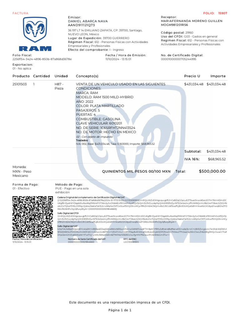 Refa Ram 1500 | PDF | Pagos | Impuestos