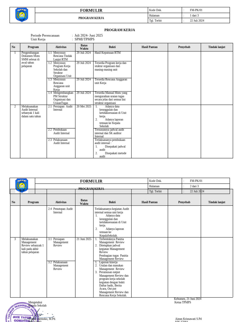 Proker Spmi 2024 - 2025 | PDF
