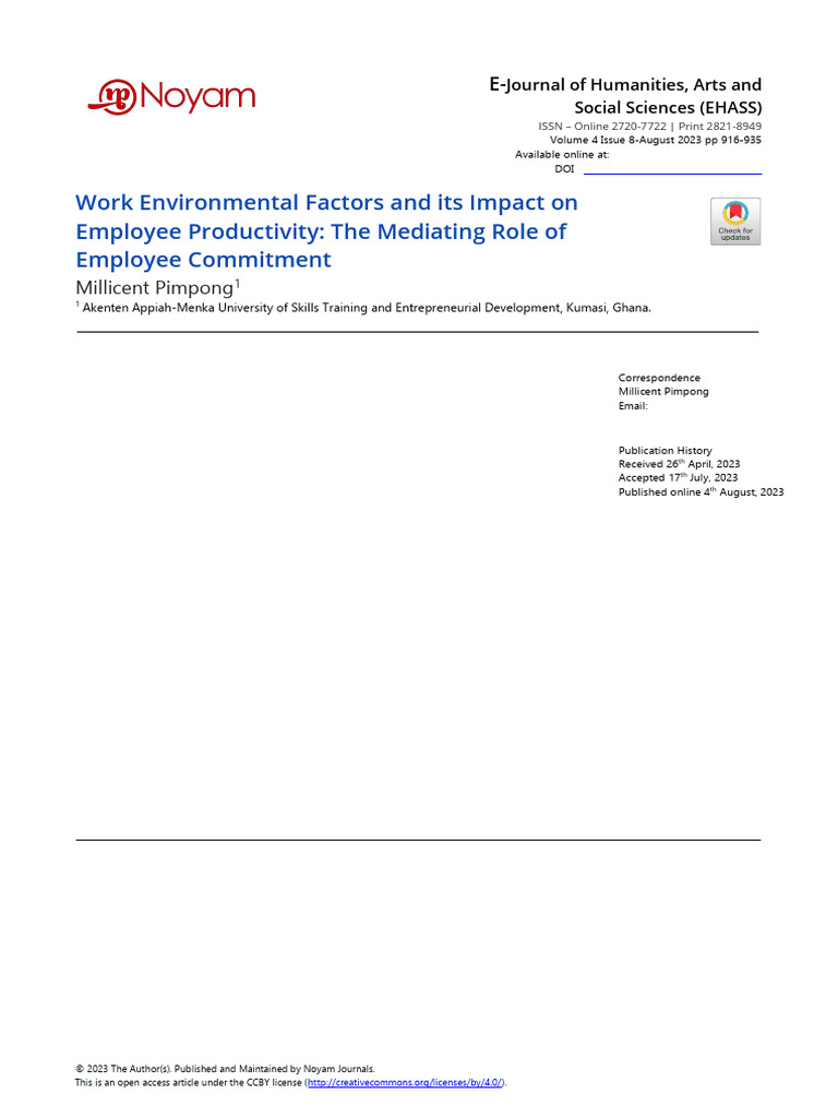 Work Environmental Factors and Its Impact On Emplo | PDF | Human ...