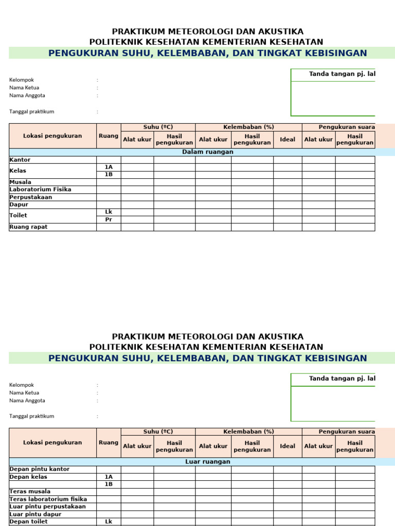 Form Lab Pengukuran Suhu Kelembaban Dan Kebisingan | PDF