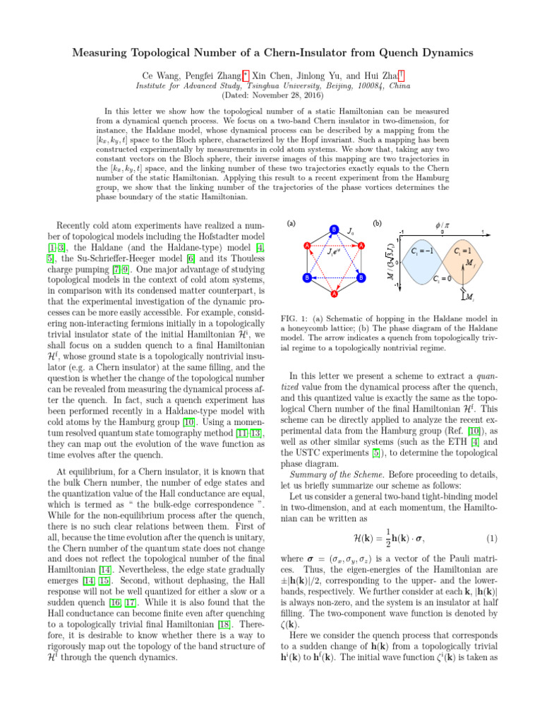 Chern Number Measurement via Quench Dynamics | PDF | Wave Function ...
