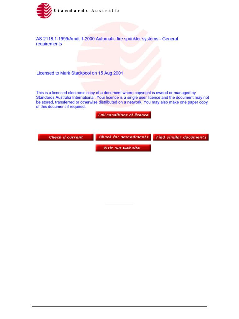 2118 - AS 2118.1-1999 Amdt 1-2000 Automatic Fire Sprinkler Systems ...