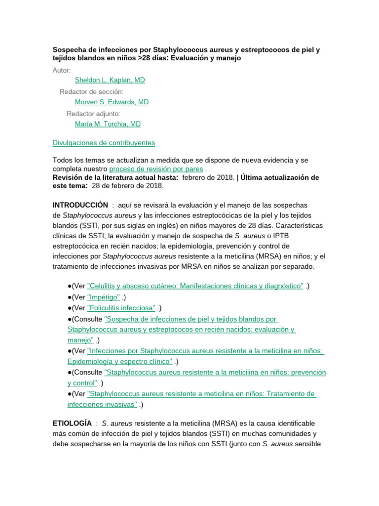 Infección de Piel y Tejidos Blandos 1 | PDF | Staphylococcus Aureus | Medicina CLINICA