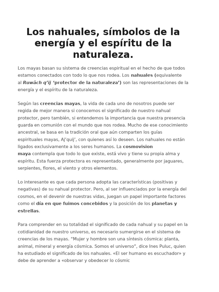 Nahuales Mayas: Energía y Espíritu | PDF