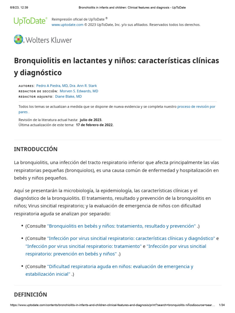 Bronchiolitis in Infants and Children - Clinical Features and Diagnosis ...