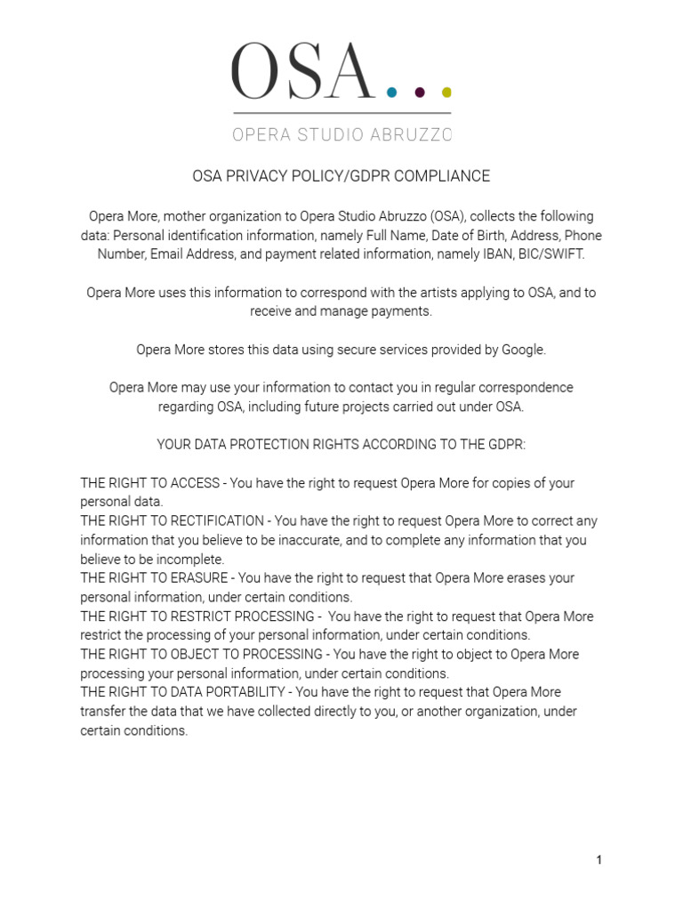 Osa GDPR Form | PDF | Privacy | Cyberspace