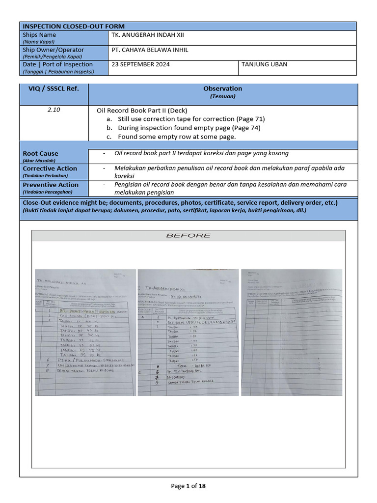 Close-Out-Form Anugerah Indah XII-1-2 | PDF