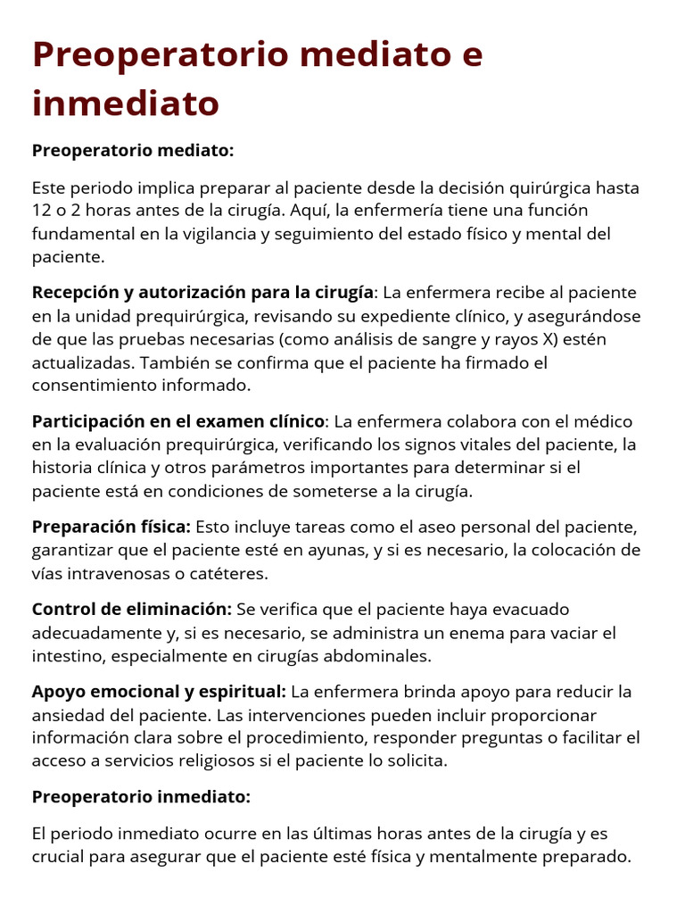 Preparación Preoperatoria y Riesgos | PDF | Consentimiento informado ...