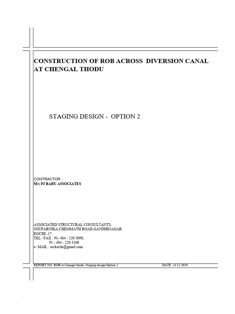 ROB Staging Design at Chengal Thodu | PDF | Bending | Classical Mechanics