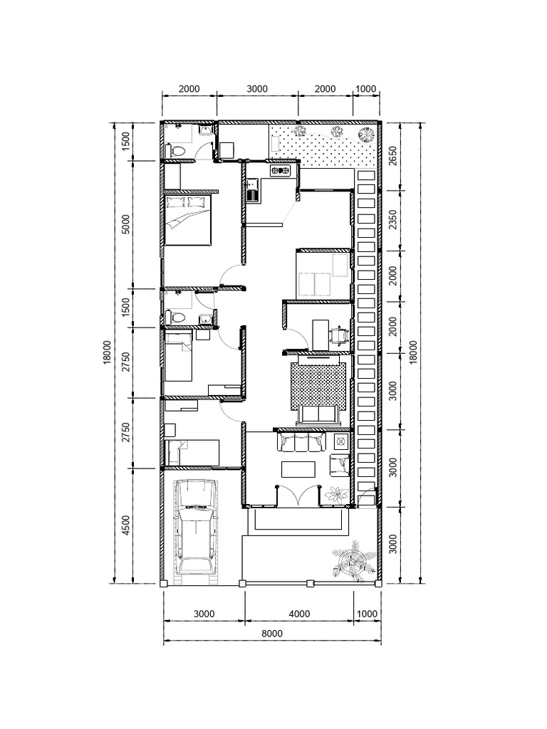 Denah Rumah Mas Refan 8x18m (Plan C) | PDF