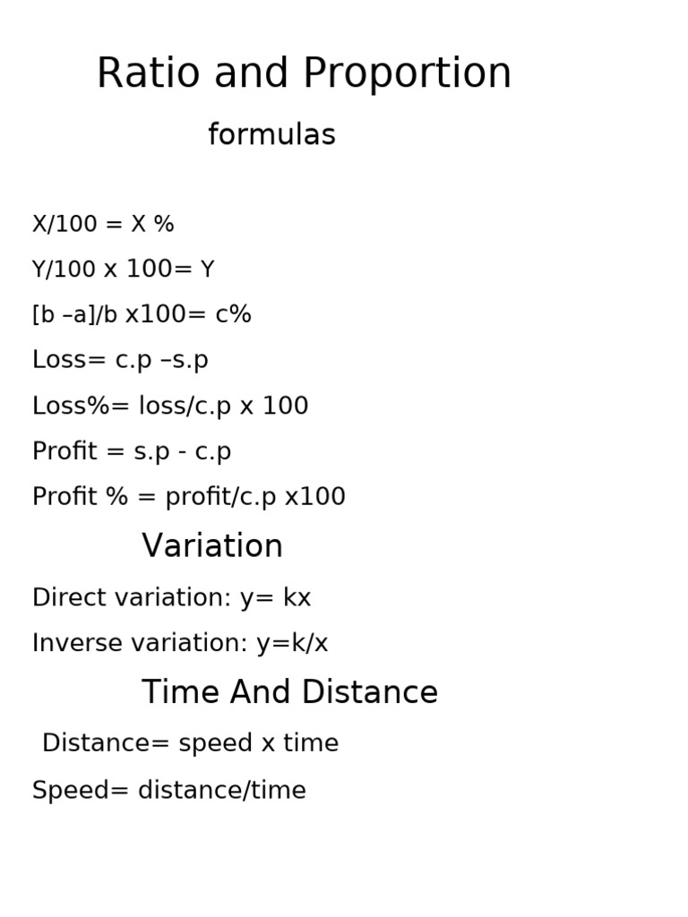 Ratio And Proportion Pdf