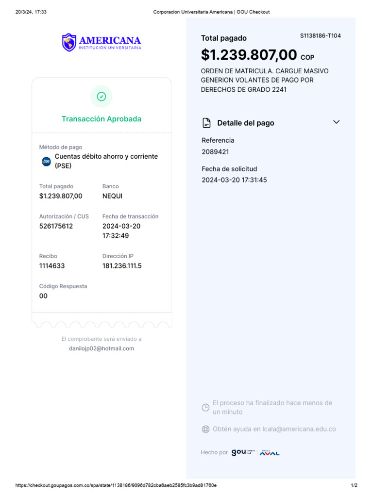 Transacción Aprobada: Total Pagado | PDF | Bancario | Tecnología bancaria