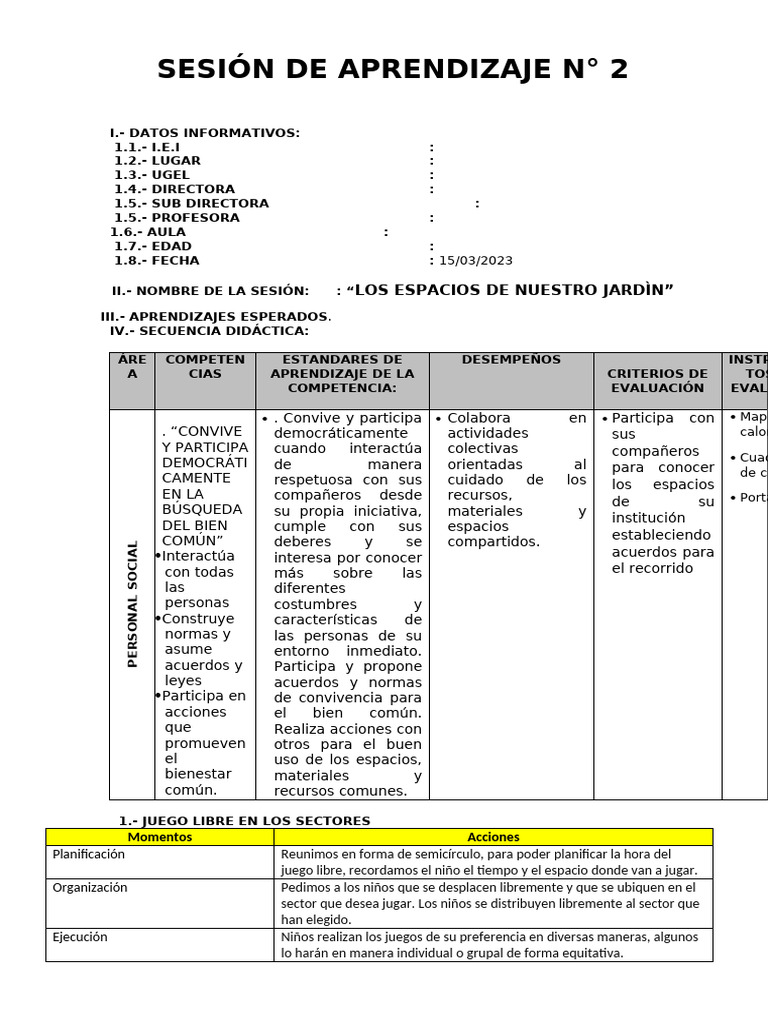 Espacios de Nuestro Jardin | PDF | Educación de la primera infancia ...