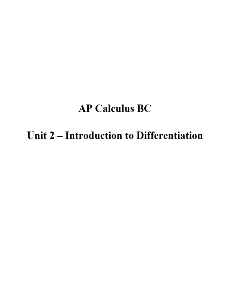 AP Calculus BC Unit 2 Differentiation | PDF | Derivative | Tangent