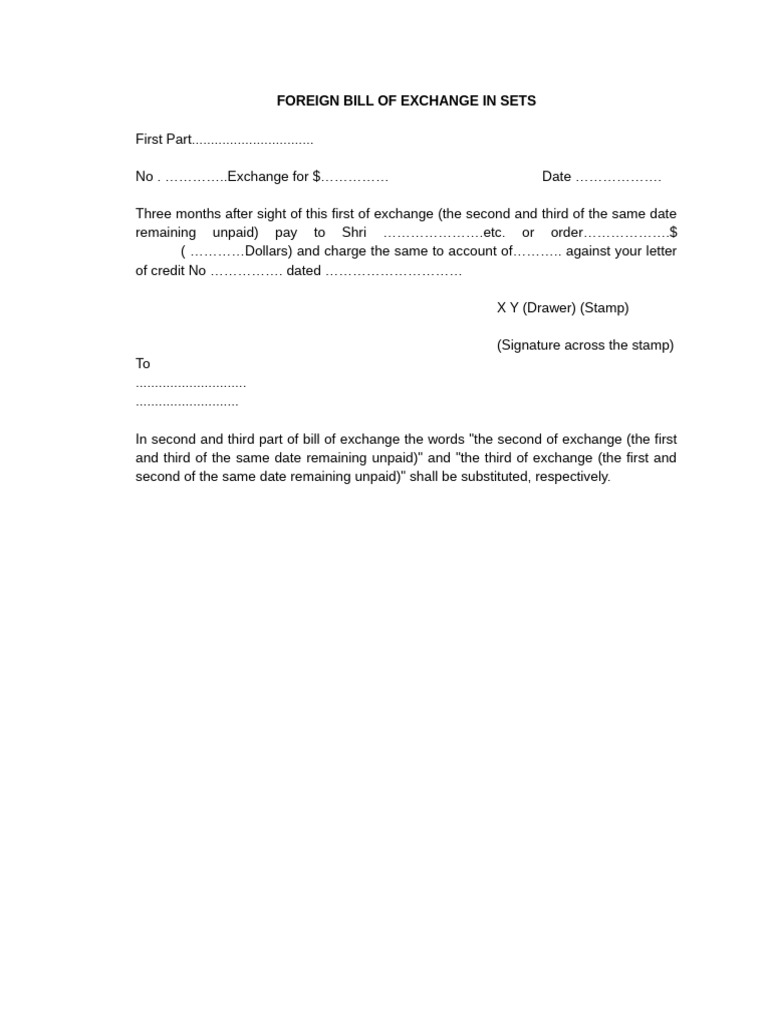 Foreign Bill of Exchange in Sets | PDF | Politics