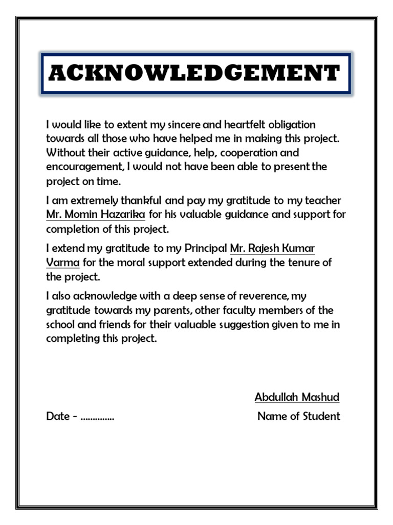 Student Project Acknowledgements | PDF