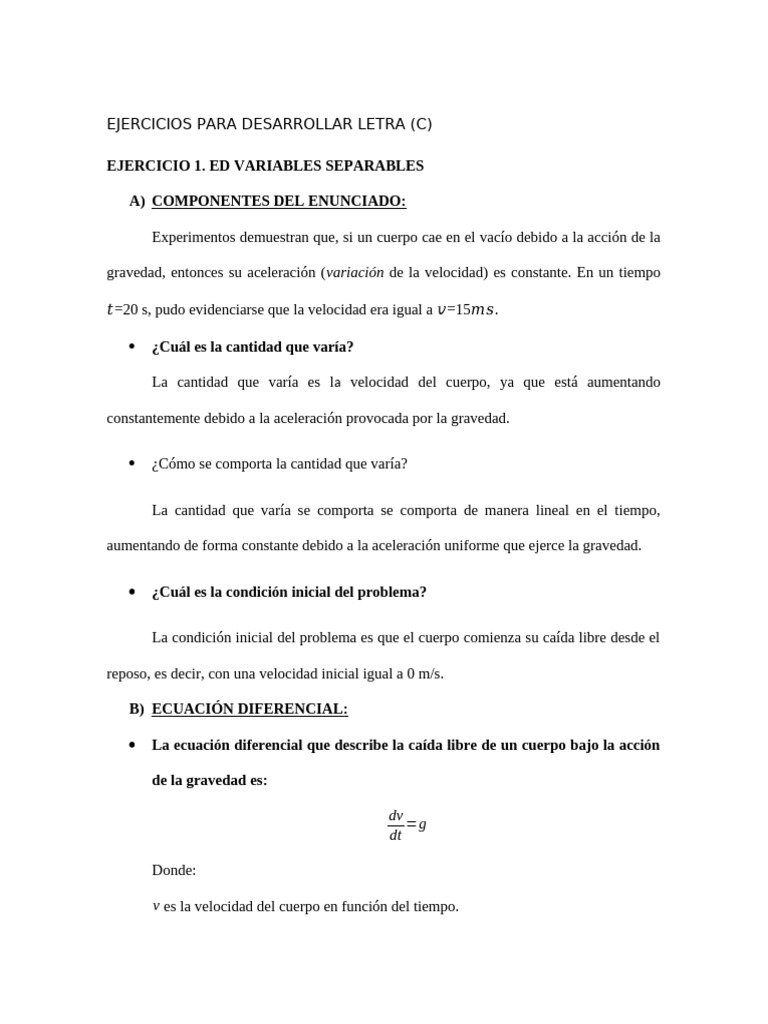 Ejercicio 1. Ed Variables Separables | PDF