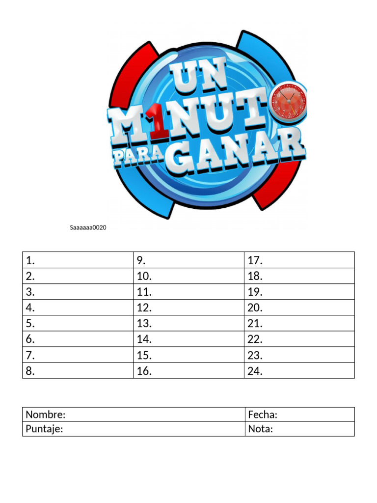 Un Minuto para Ganar | PDF | Juegos y actividades