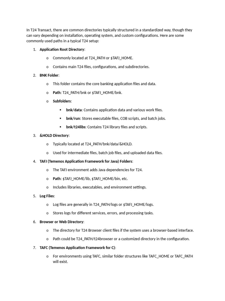 T24 Transact Directory Structure Guide | PDF | Home & Garden | Computers