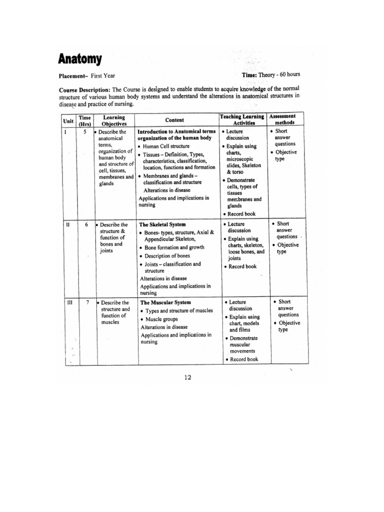 B - SC - Nursing-101 First Year Anatomy Physiology | PDF