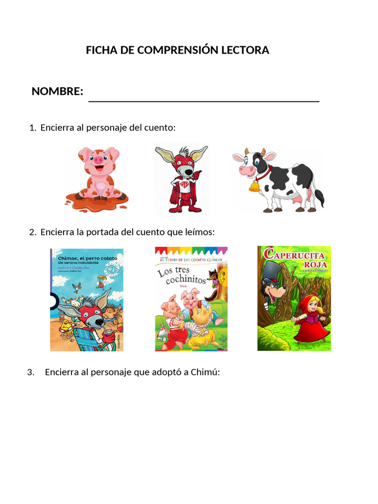 Ficha de Comprensión Lectora | PDF | Libros para adolescentes | Ficción ...