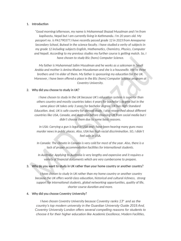 Coventry University CAS Interview Insights | PDF | Computer Science ...