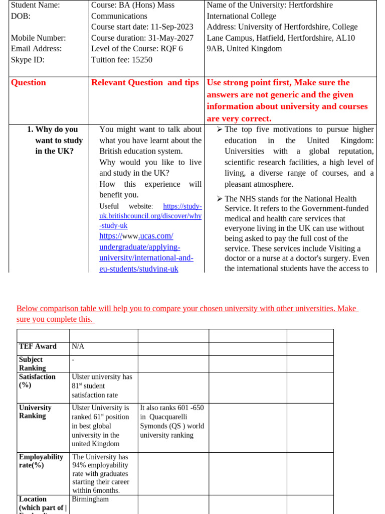 Interview Script UG | PDF | University